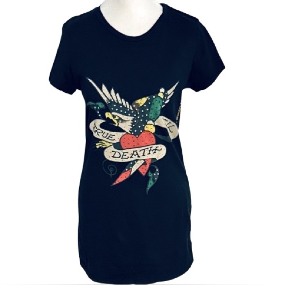 Ed Hardy | Tops | Vintage Ed Hardy Medium Graphic Rhinestone Bling ...